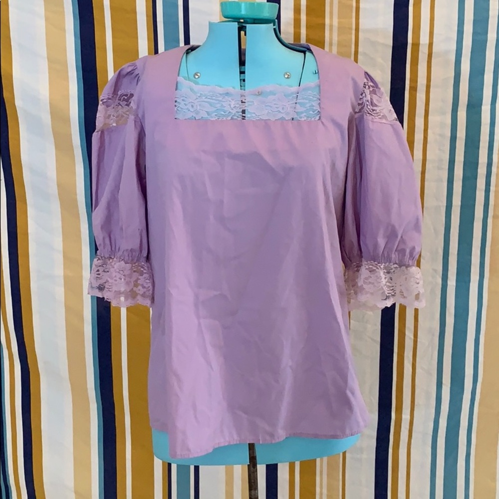 True Vintage Lavender Swing Square Dance Shirt - Gem